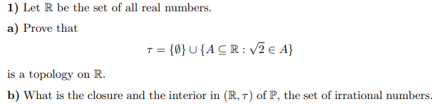 1) Let R be the set of all real numbers. a) Prove | Chegg.com