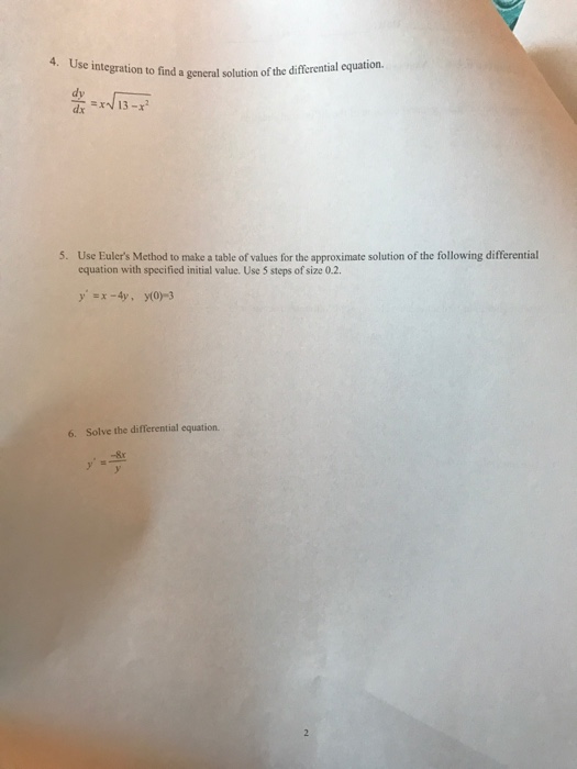 Solved 1. Use integration to find a general solution of the | Chegg.com
