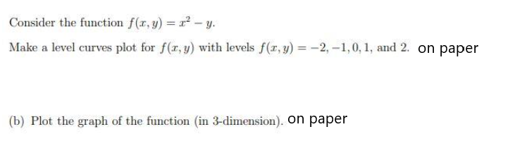 Solved Consider the function f(x,y) = x2 - y. Make a level | Chegg.com
