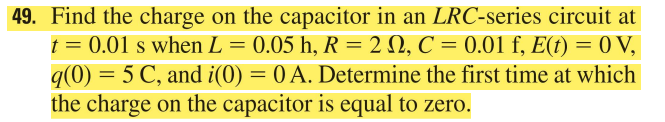 Solved Find the charge on the capacitor in an LRC-series | Chegg.com