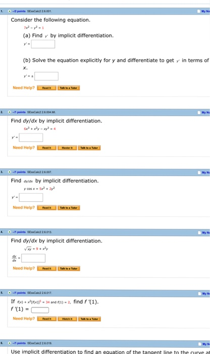 Solved Consider the following equation 7x2-2 이 (a) Find y by | Chegg.com