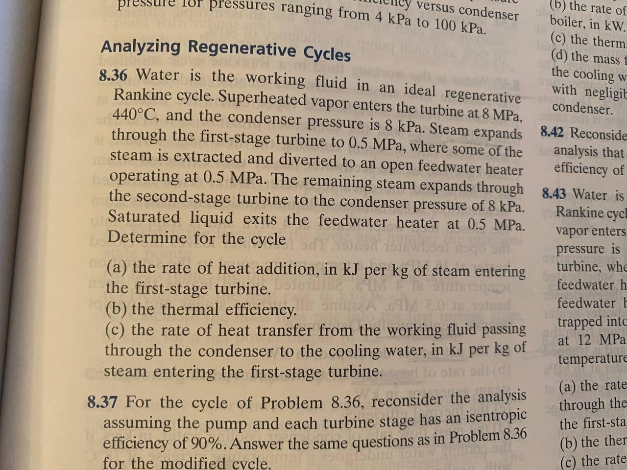 Solved Analyzing Regenerative Cycles 8.36 Water is the | Chegg.com