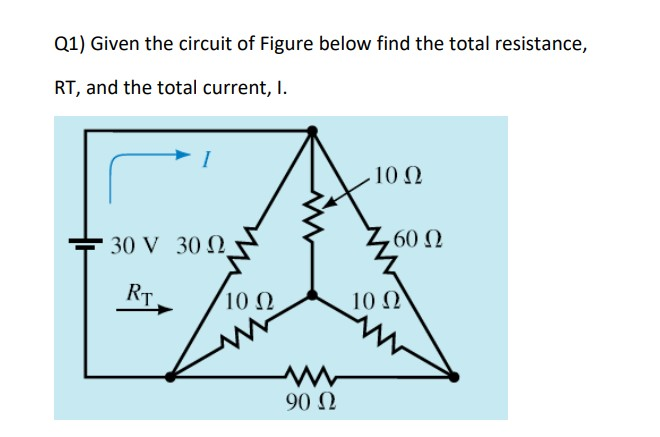 Solved Q1) Given the circuit of Figure below find the total | Chegg.com