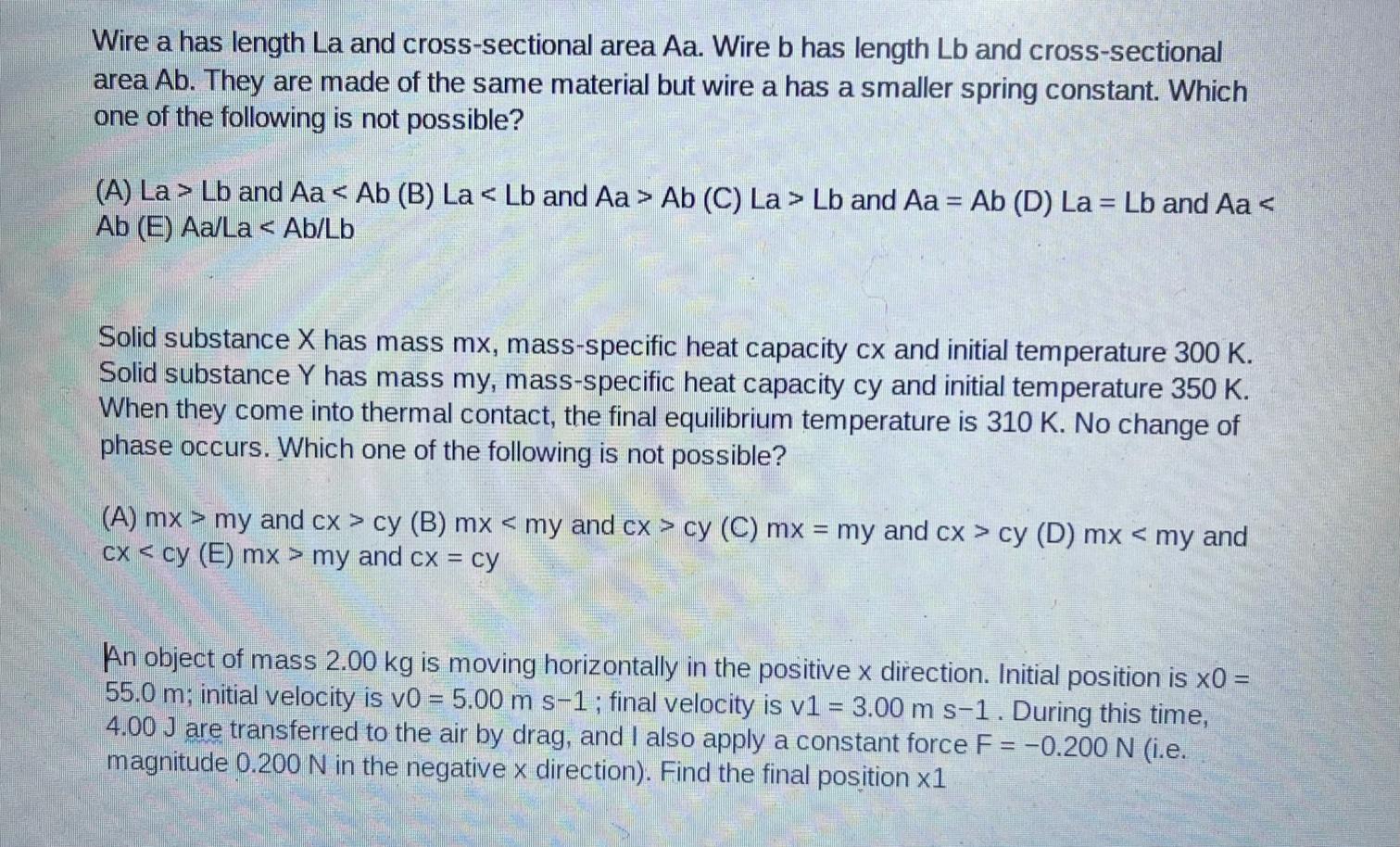 Solved Wire a has length La and cross-sectional area Aa. | Chegg.com