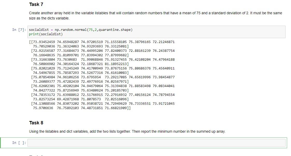Solved Task 7 Create another array held in the variable | Chegg.com