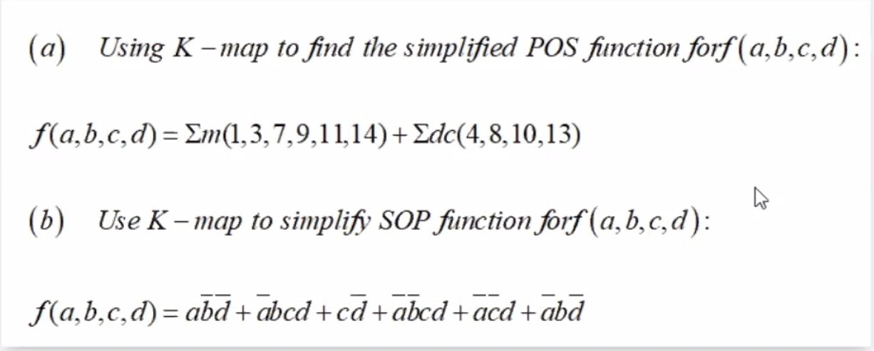Solved (a) Using K - map to find the simplified POS function | Chegg.com