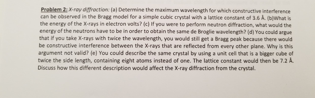 Solved Problem 2: X-ray diffraction: (a) Determine the | Chegg.com
