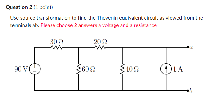 Solved Use source transformation to find the Thevenin | Chegg.com