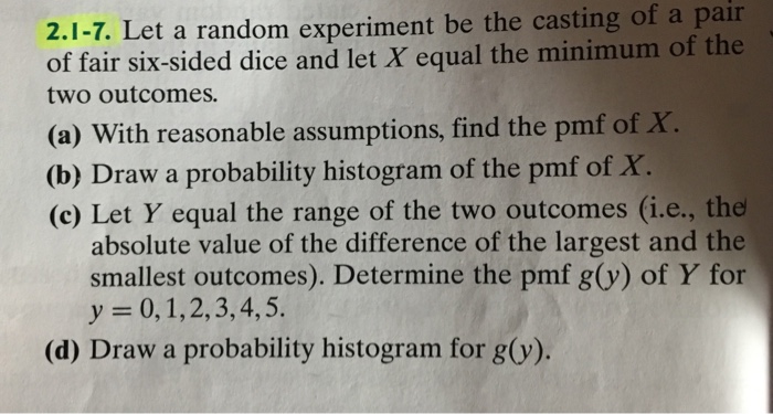 Solved Let a random experiment be the casting of a pair of | Chegg.com