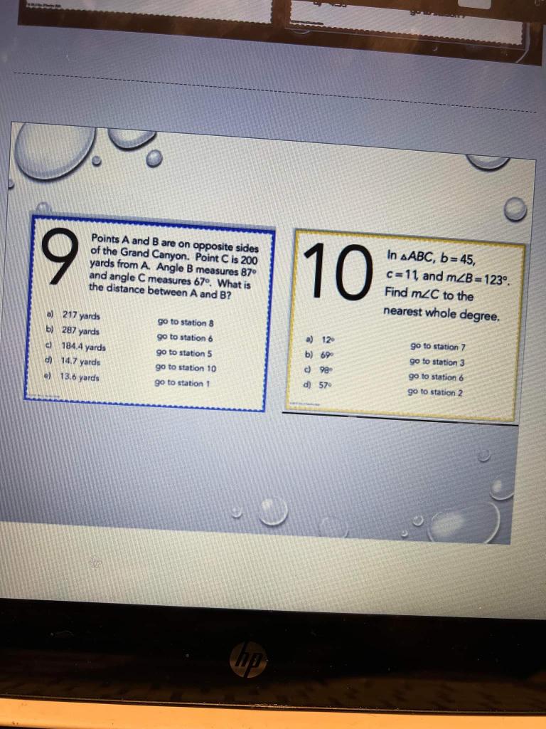 Laws of Sines and Cosines Stations | Chegg.com