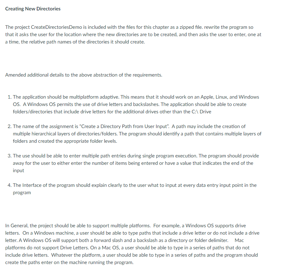 Solved Creating New Directories The project Create | Chegg.com
