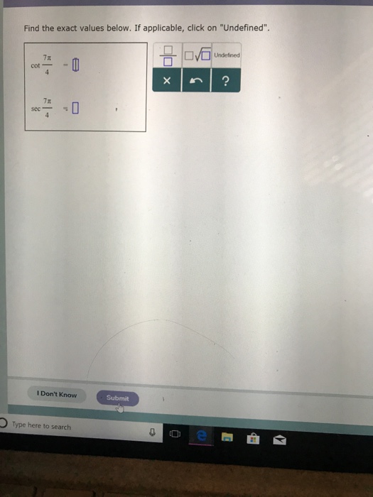 Solved Find the exact values below. If applicable, click on | Chegg.com