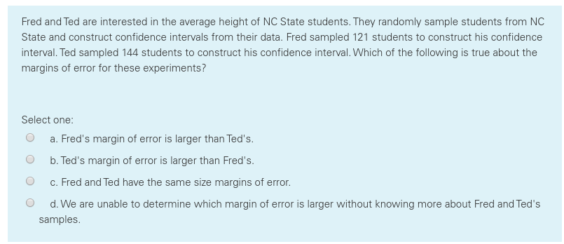 Solved Fred and Ted are interested in the average height of | Chegg.com
