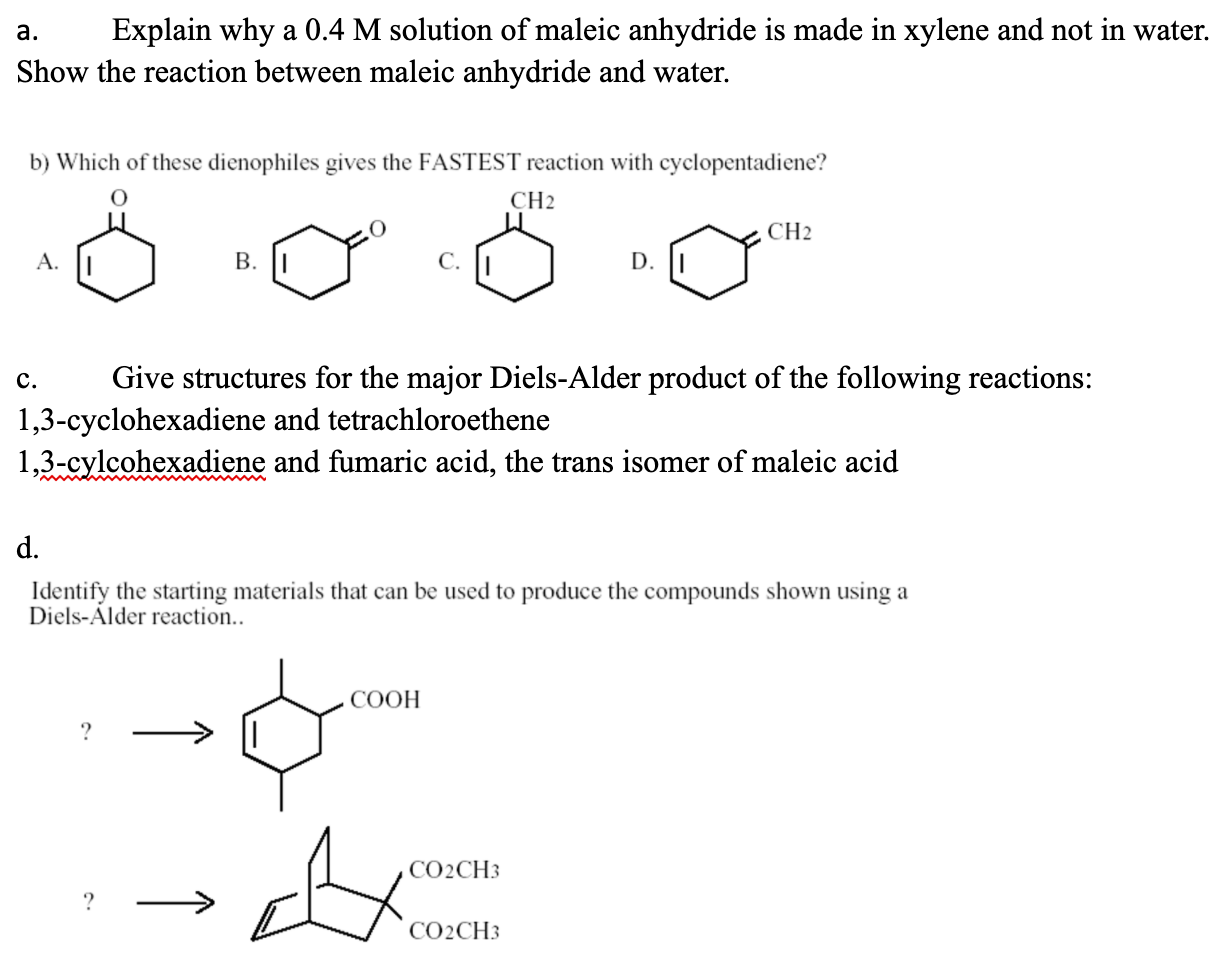 Solved a. Explain why a 0.4 M solution of maleic anhydride | Chegg.com
