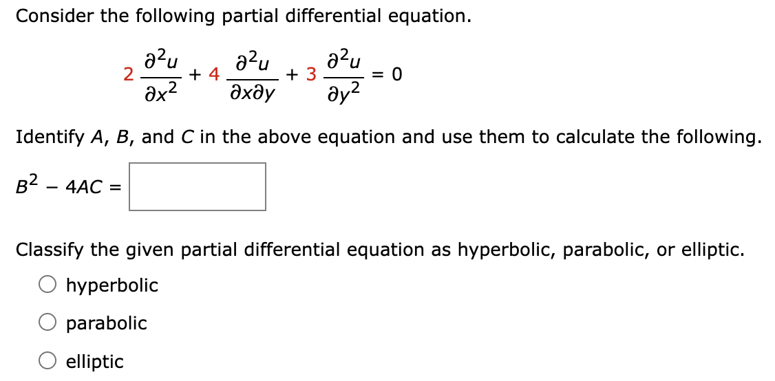 Solved Consider the following partial differential equation. | Chegg.com