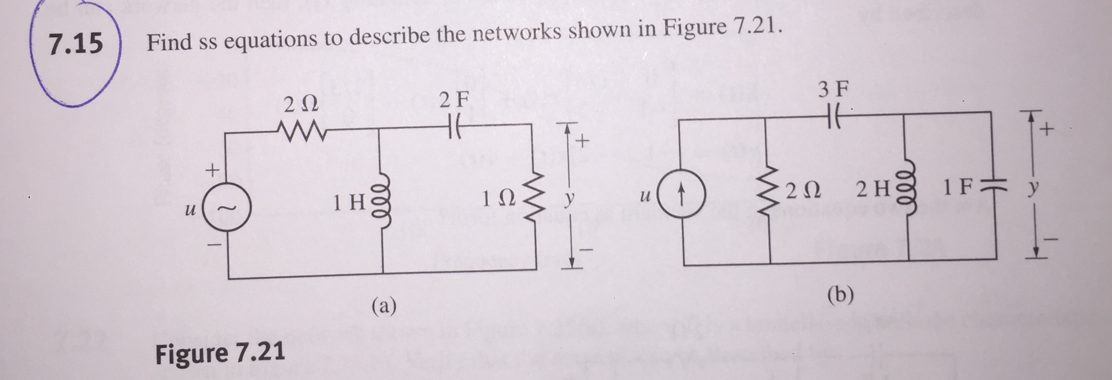 Solved 7.15 Find ss equations to describe the networks shown | Chegg.com