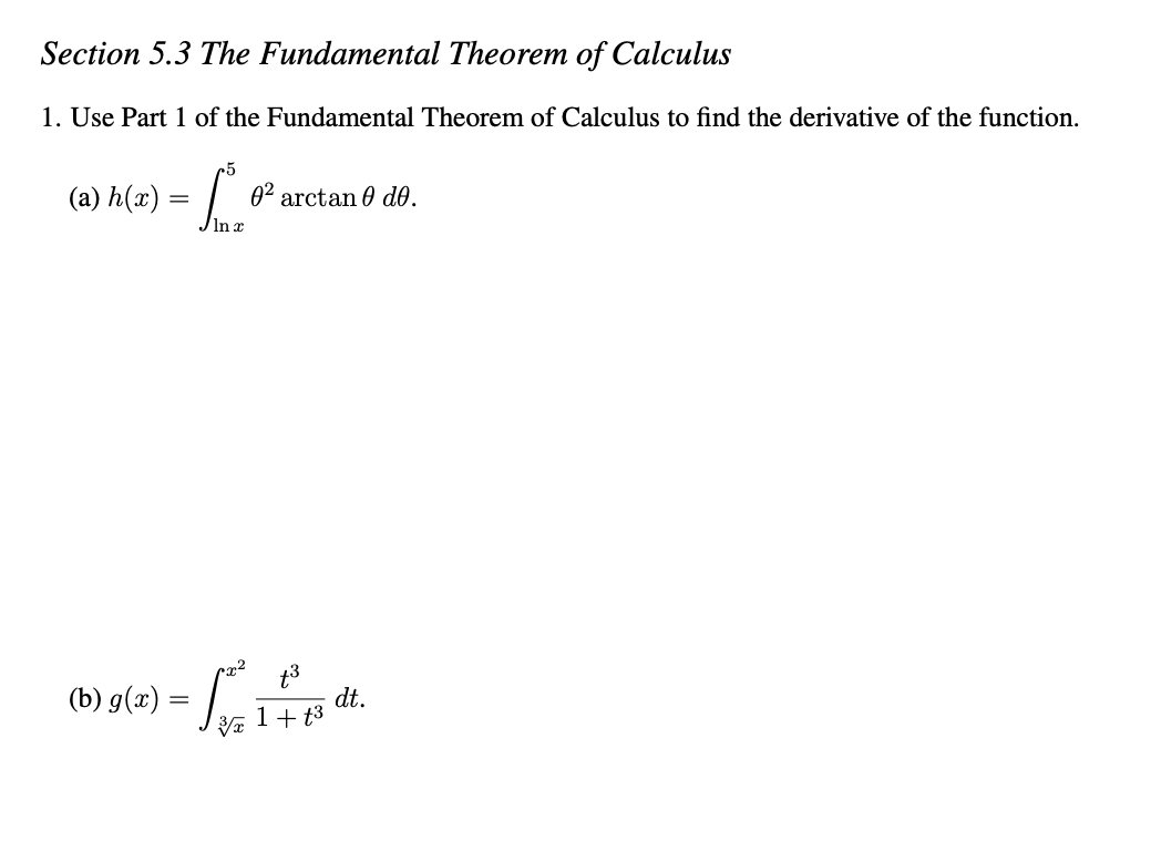 Solved Section 5.3 The Fundamental Theorem of Calculus 1. | Chegg.com