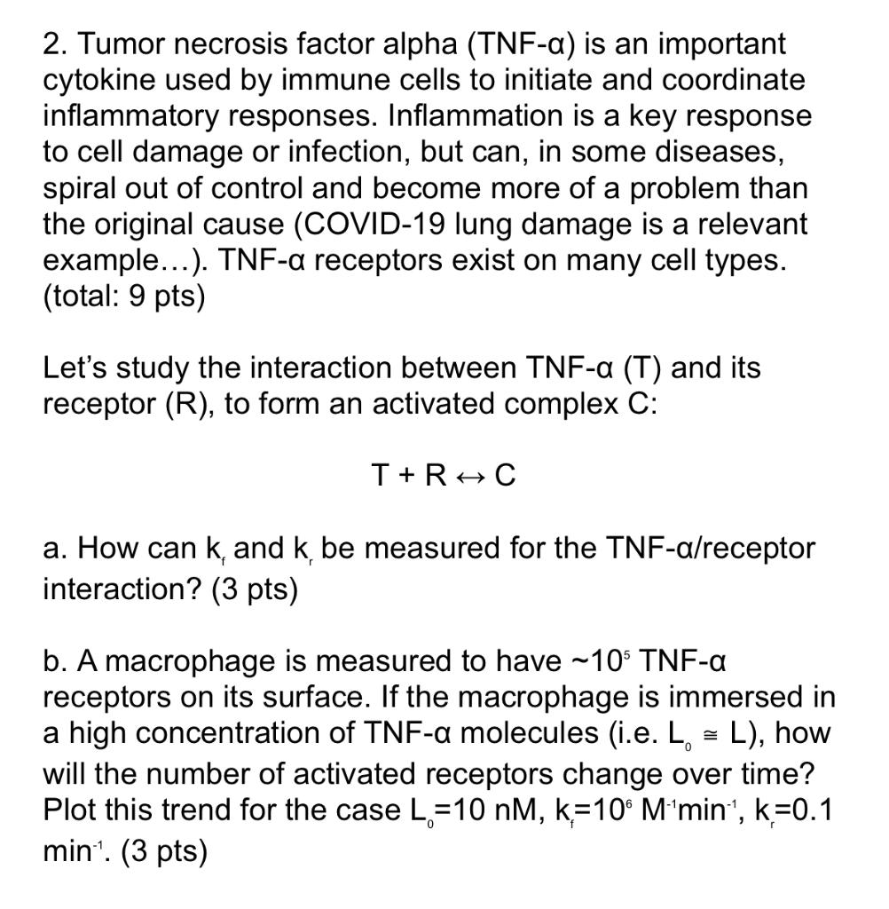 Solved 2. Tumor necrosis factor alpha (TNF- α) is an | Chegg.com