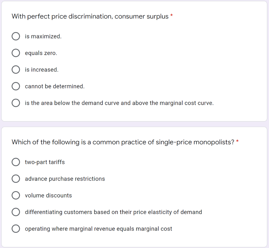 Solved With perfect price discrimination, consumer surplus * | Chegg.com