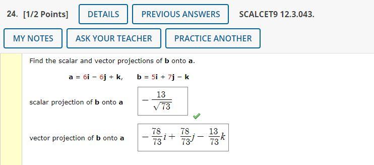 Solved Find the scalar and vector projections of b onto a. | Chegg.com