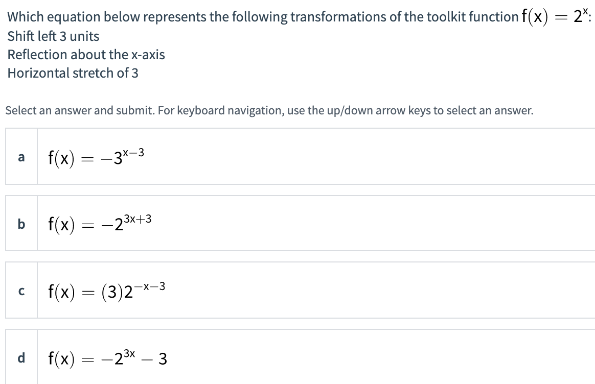 Solved Which equation below represents the following | Chegg.com