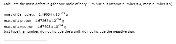 Solved Calculate the mass defect ing for one mole of | Chegg.com