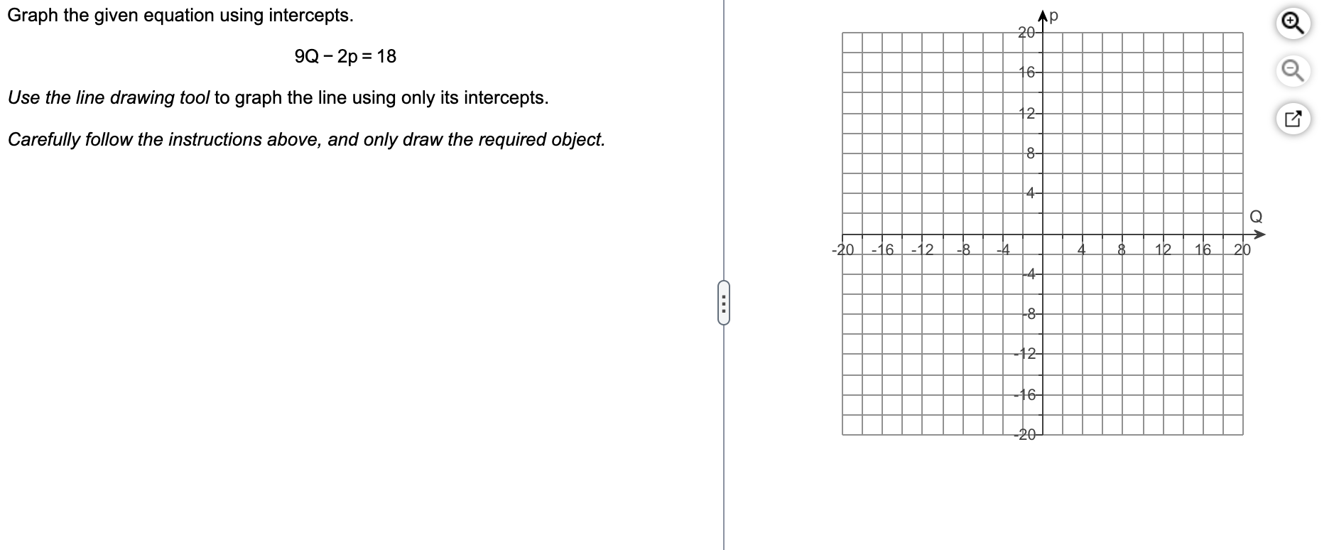 Solved Graph the given equation using intercepts. р 20- AP | Chegg.com