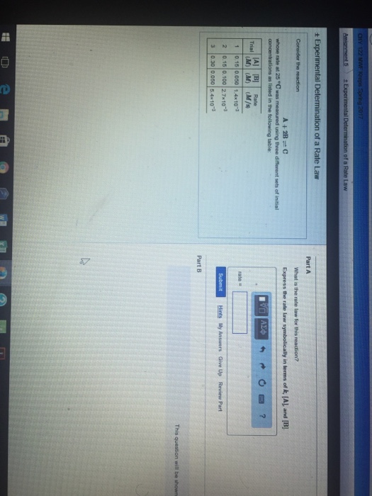 Solved Consider The Reaction A 2b C Whose Rate At 25