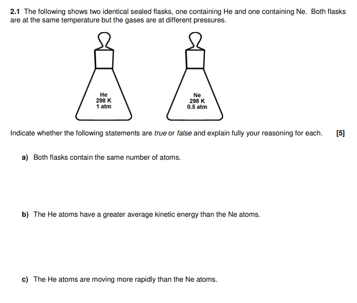 Solved 2.1 The following shows two identical sealed flasks, | Chegg.com