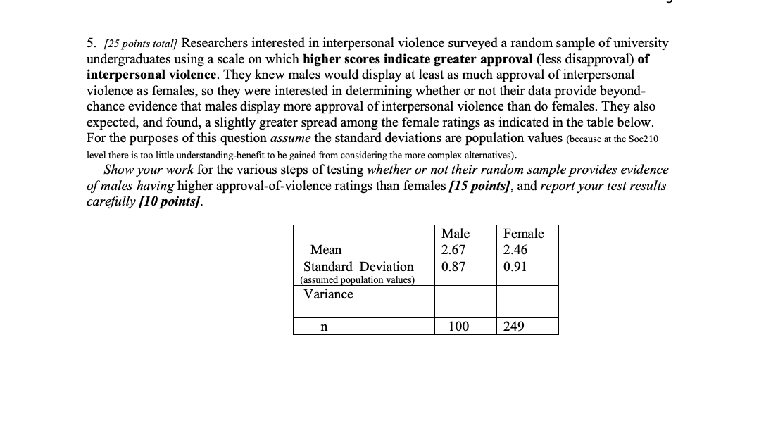 Solved 5. [ 25 points total] Researchers interested in | Chegg.com