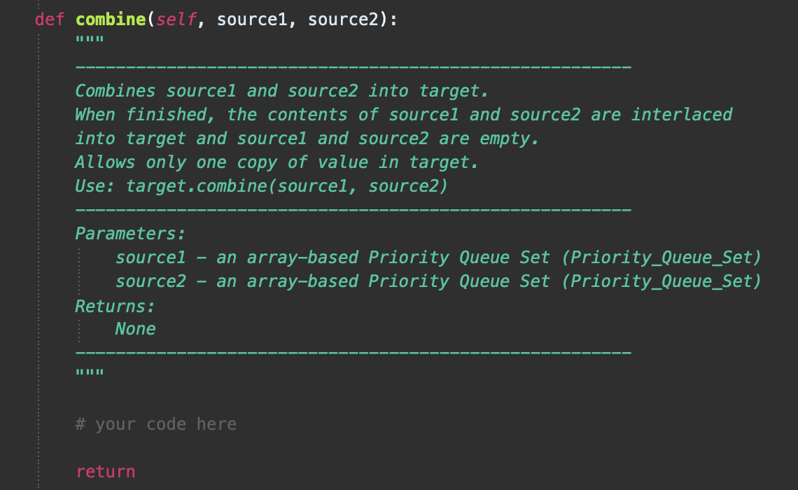 Solved f combine(self, source1, source2): "III Combines | Chegg.com