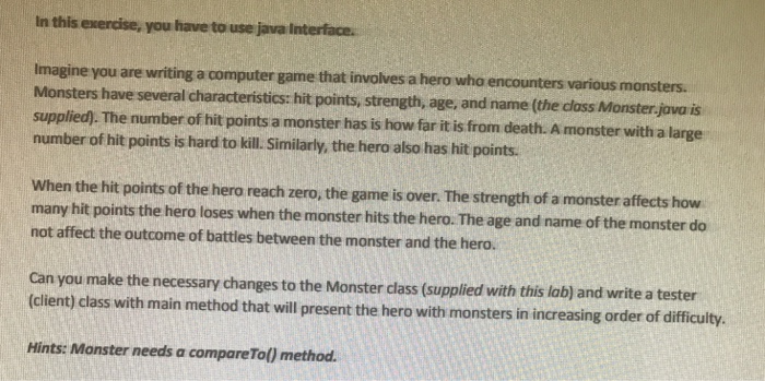 Solved In this exercise, you have to use java Interface. | Chegg.com