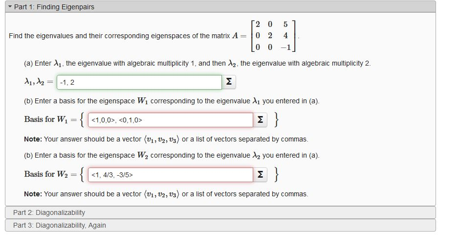 Solved Part 1 Finding Eigenpairs Find The Eigenvalues And
