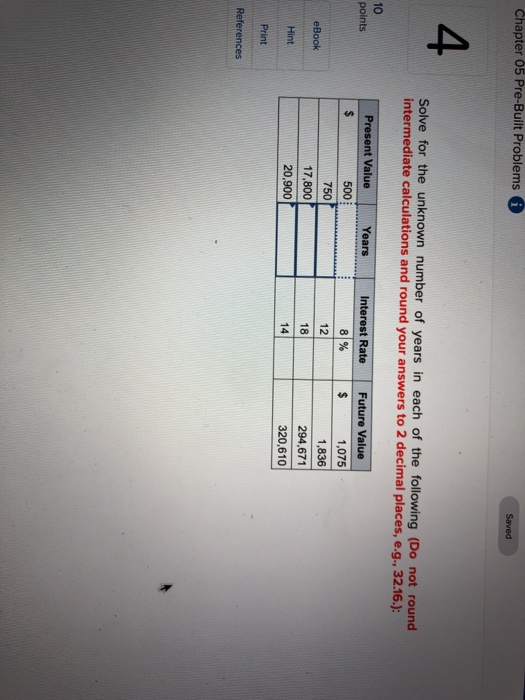 Solved Chapter 05 Pre-Built Problems 4 Solve for the unknown | Chegg.com