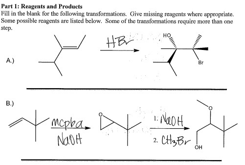 Solved Part 1: Reagents and Products Fill in the blank for | Chegg.com