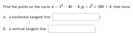 Solved Find the points on the curve x=t2−4t−4,y=t2+16t+4 | Chegg.com
