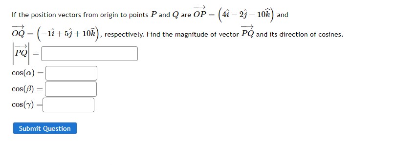 Solved If the position vectors from origin to points P ﻿and | Chegg.com