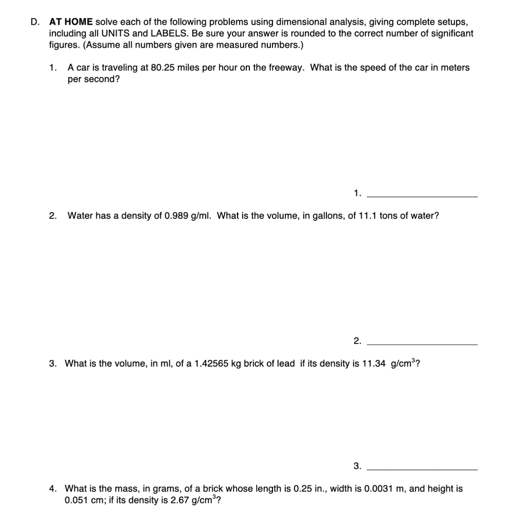 Solved At Home Solve Each Of The Following Problems Using