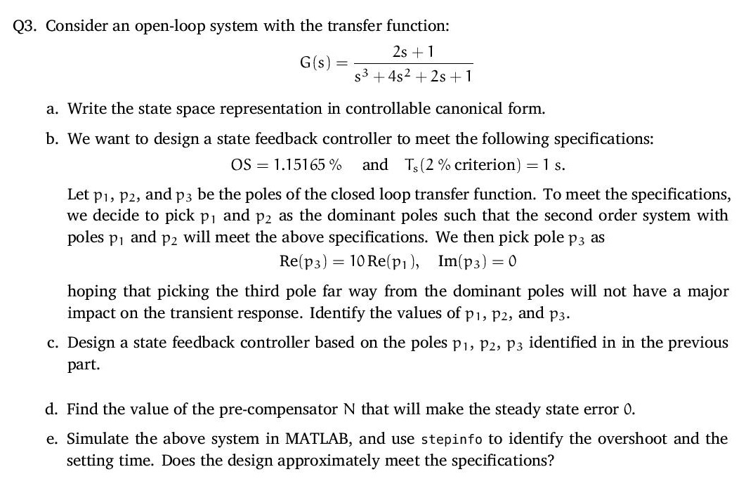 Solved Q3. Consider an open-loop system with the transfer | Chegg.com