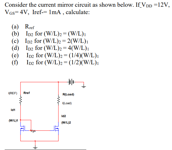 Solved Consider the current mirror circuit as shown below. | Chegg.com