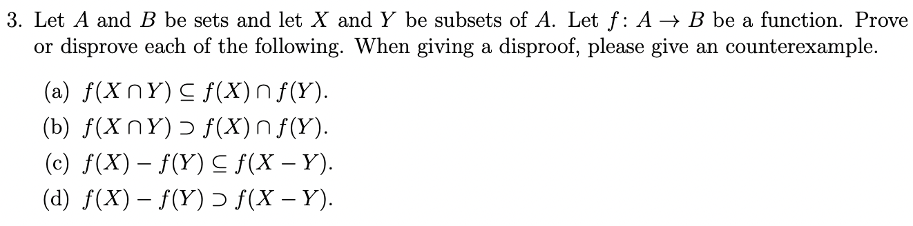 Solved 3. Let A and B be sets and let X and Y be subsets of | Chegg.com