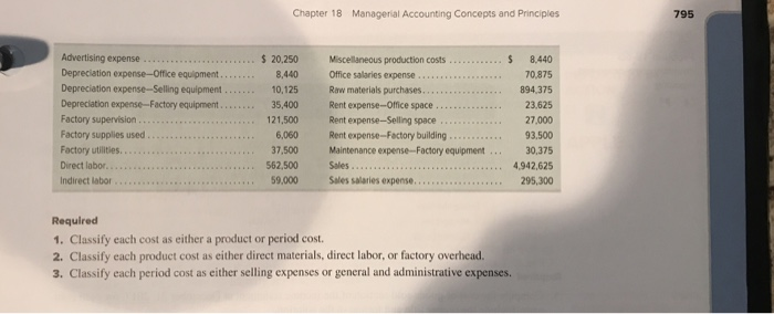 Solved Problem 18-28 Classifying costs C2 C3 The following | Chegg.com