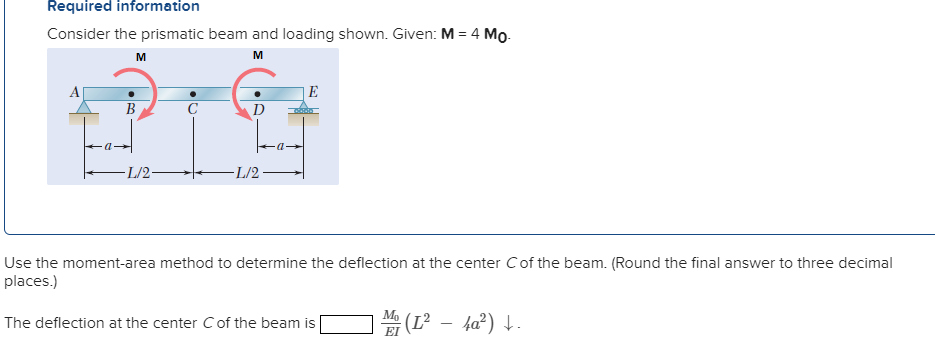 Solved Required information Consider the prismatic beam and | Chegg.com