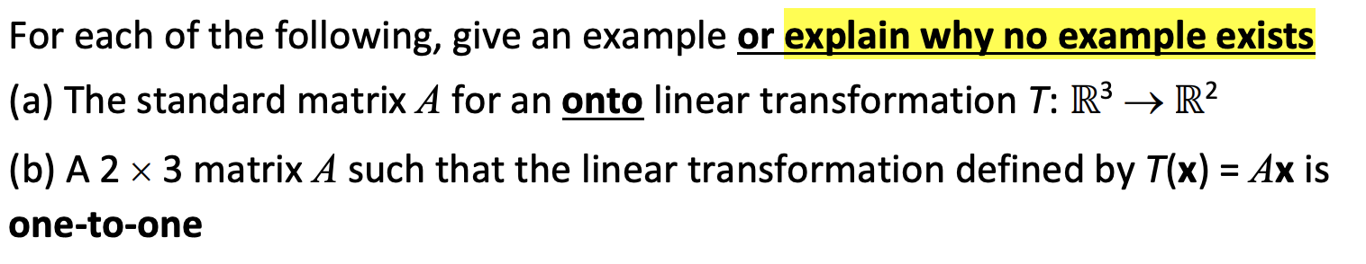Solved For each of the following, give an example or explain | Chegg.com