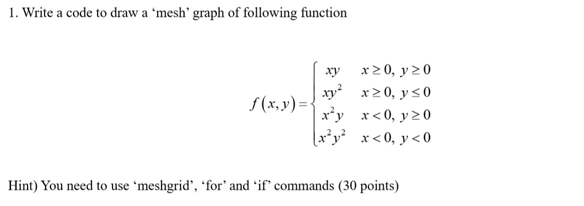 Solved 1. Write a code to draw a ‘mesh' graph of following | Chegg.com