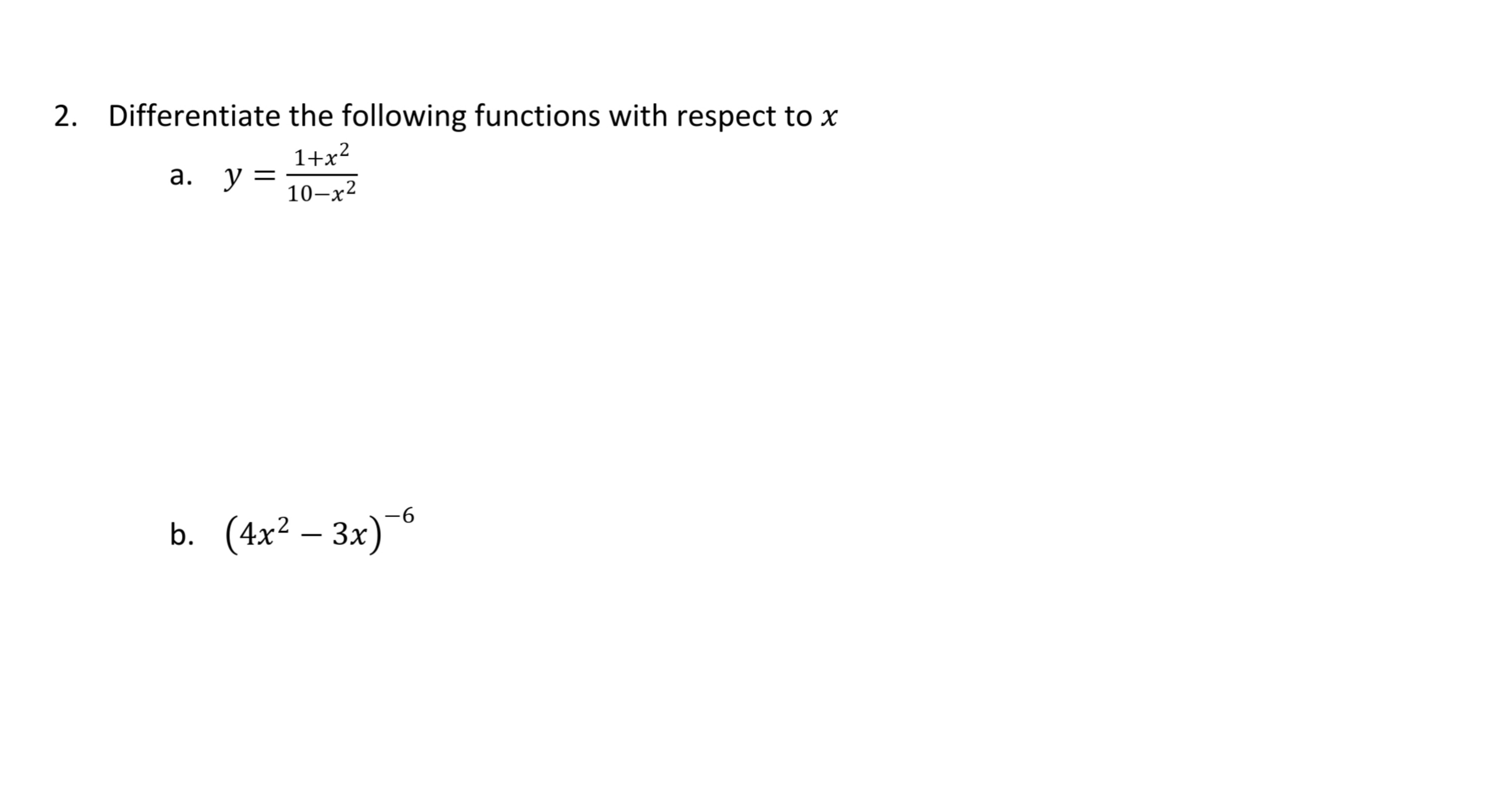 Solved Differentiate the following functions with respect to | Chegg.com