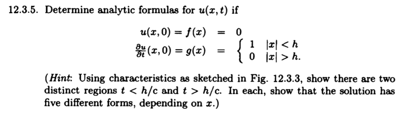 Solved 12.3.5. Determine analytic formulas for u(x,t) if | Chegg.com
