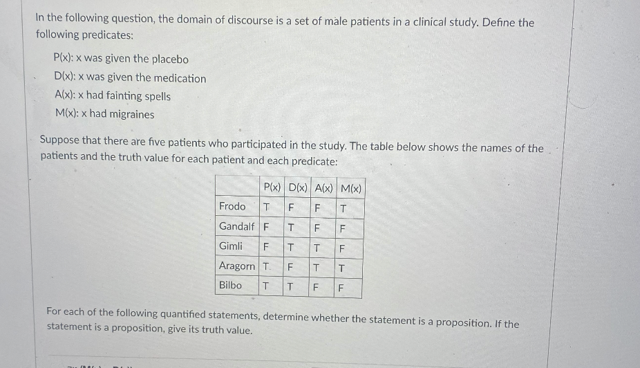 Solved In the following question, the domain of discourse is | Chegg.com