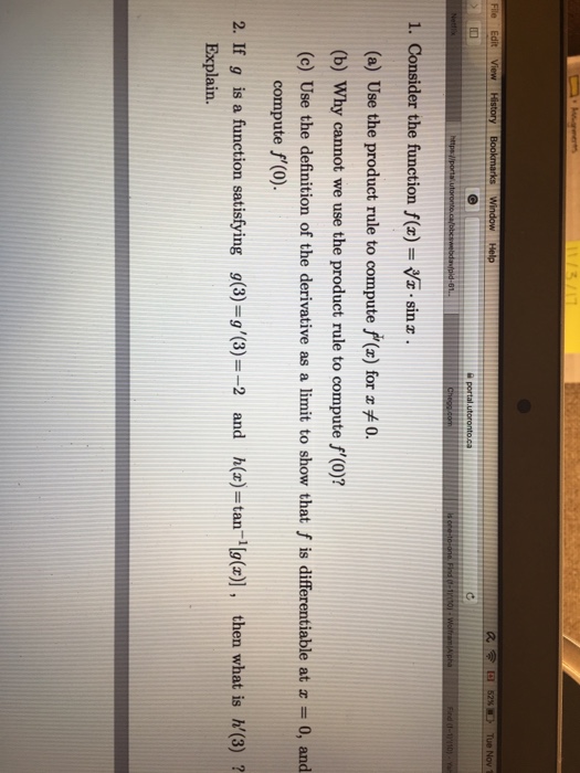 Solved 1. Consider the function f(x)-YE . sinx . (a) Use the | Chegg.com