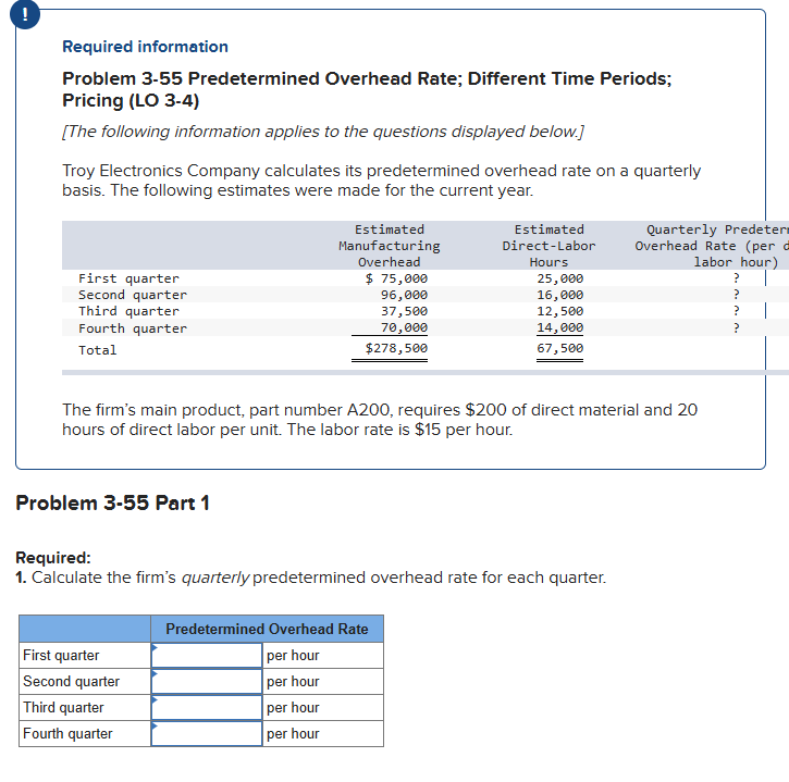 Solved Required informationProblem 3-55 ﻿Predetermined | Chegg.com
